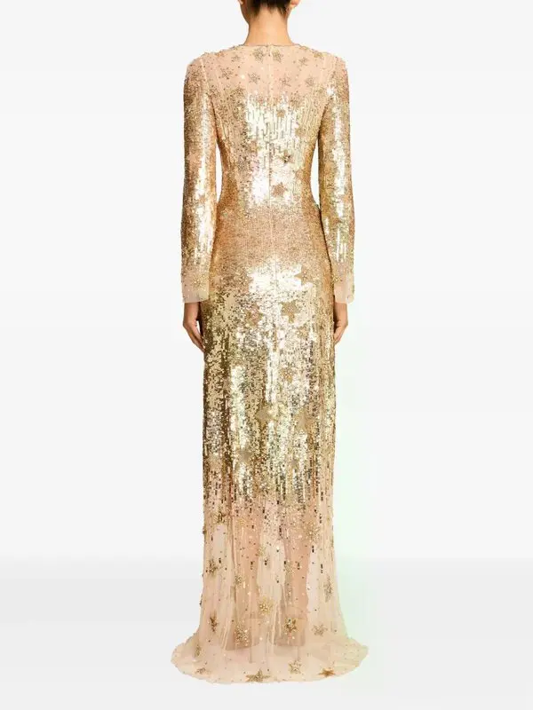 Jenny Packham Galatic Sequin Embellished Gown - Yellow