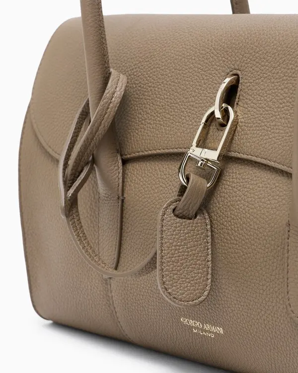 Giorgio Armani Pebbled Leather Shoulder Bag - Brown