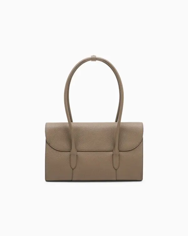 Giorgio Armani Pebbled Leather Shoulder Bag - Brown