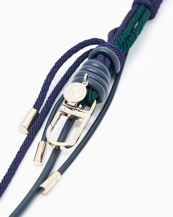 Giorgio Armani Rope And Leather Keyring - Blue