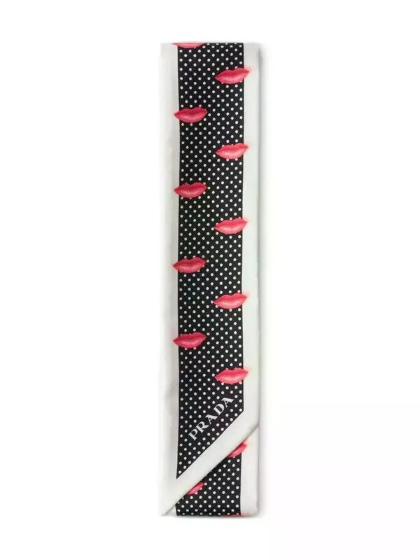 Prada Lips-detail Polka-dot Scarf