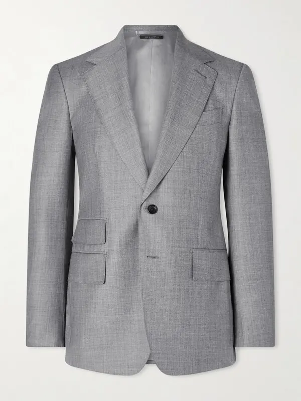TOM FORD Shelton Super 110s Wool Blazer - Gray