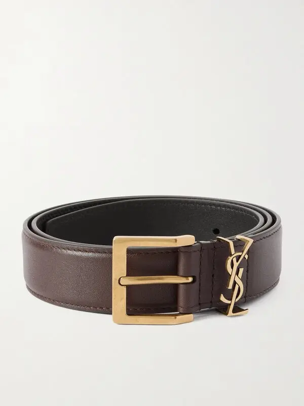 Saint Laurent 3cm Leather Belt - Burgundy
