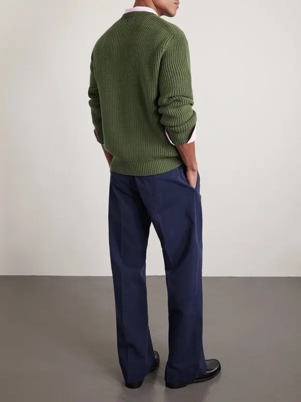 TOM FORD Ribbed Wool Crewneck Sweater - Green