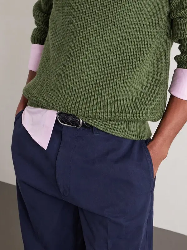 TOM FORD Ribbed Wool Crewneck Sweater - Green