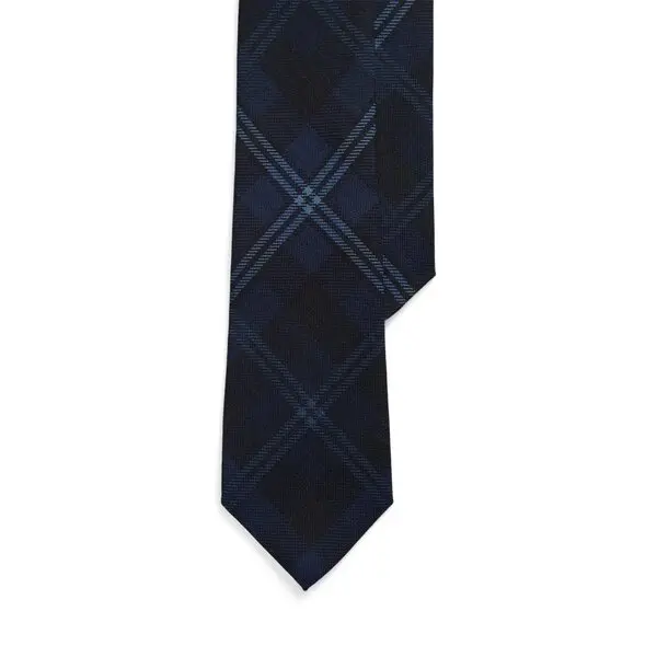 Ralph Lauren Plaid Wool Challis Neck Tie