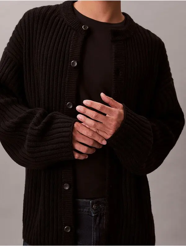 Calvin Klein Cotton Blend Ribbed Cardigan