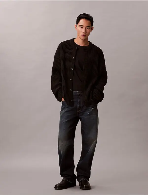 Calvin Klein Cotton Blend Ribbed Cardigan