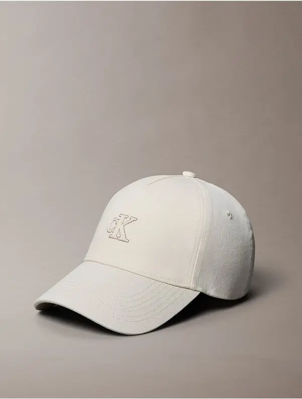 Calvin Klein Lurex Monogram Baseball Cap - White Greige