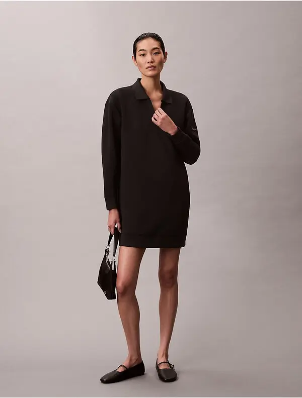 Calvin Klein Mini Polo Sweatshirt Dress - Black