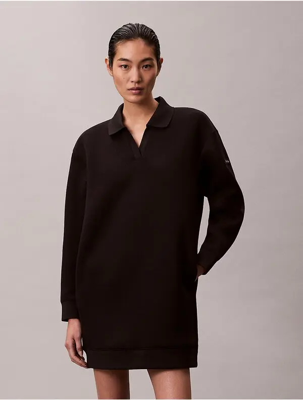 Calvin Klein Mini Polo Sweatshirt Dress - Black