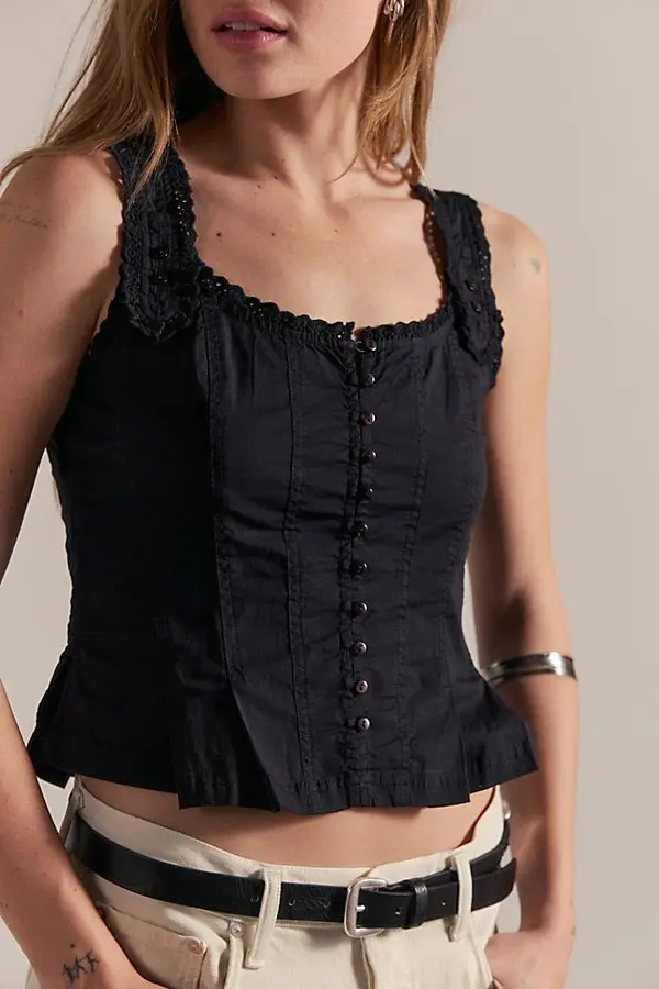 Free People Bridgette Corset Top - Black