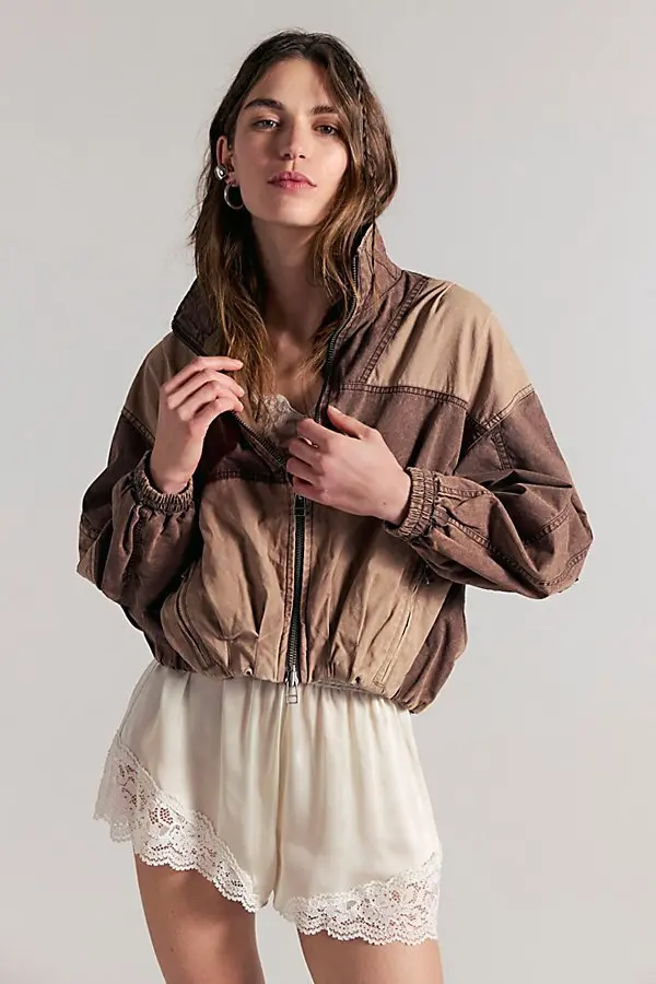 Free People Lace Trim Satin Shorts - Eggshell Combo