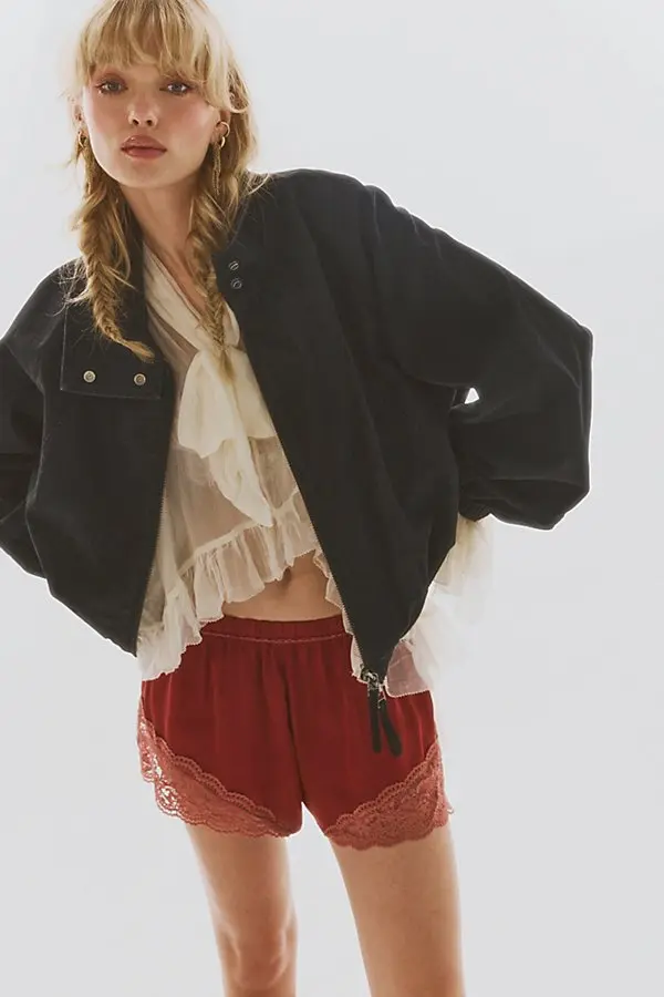 Free People Lace Trim Tap Shorts - Paper Lantern