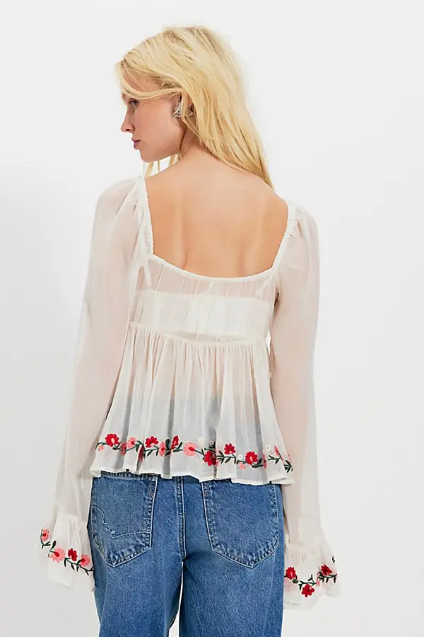 Free People Sienna Embroidered Top