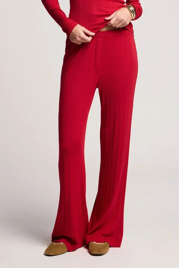 Velvet By Graham & Spencer Alemi Pointelle Pant - Red