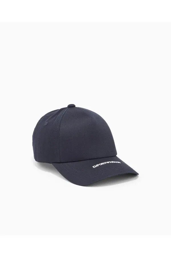 Emporio Armani Canvas Baseball Cap With Embroidered Logo - Blue