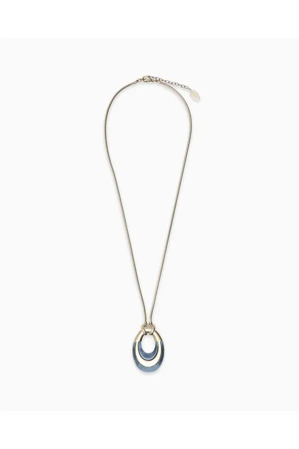 Giorgio Armani Long Brass And Resin Necklace - Grey