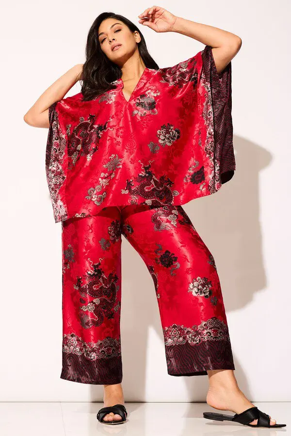 Natori Imperial Dragon Jacquard Pj - Red