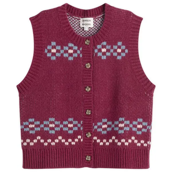 DAMSON MADDER Sofie Lambswool Vest - Burg