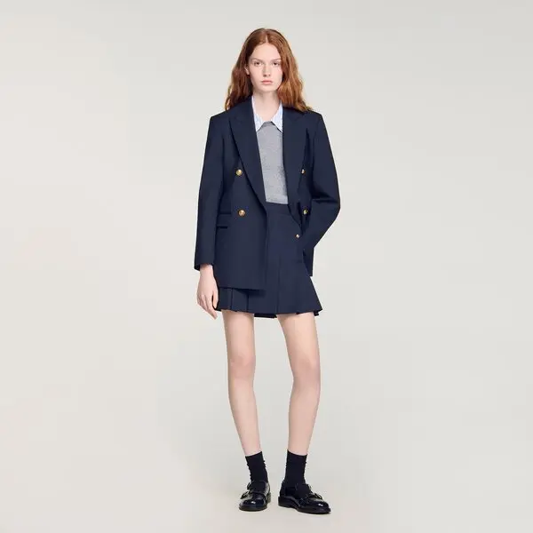 Sandro Fine Knit Wool Sweater With Detachable Collar