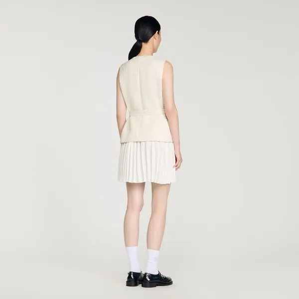 Sandro Two-material Mini Dress - Ecru