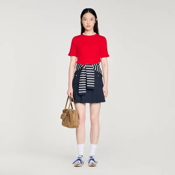 Sandro Contrast Collar Wool Sweater