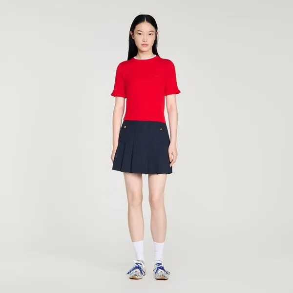 Sandro Contrast Collar Wool Sweater