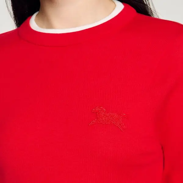 Sandro Contrast Collar Wool Sweater