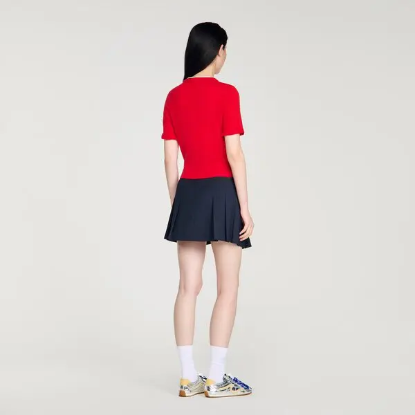 Sandro Contrast Collar Wool Sweater