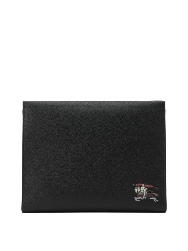 Burberry Leather Clutch With Ekd - Black