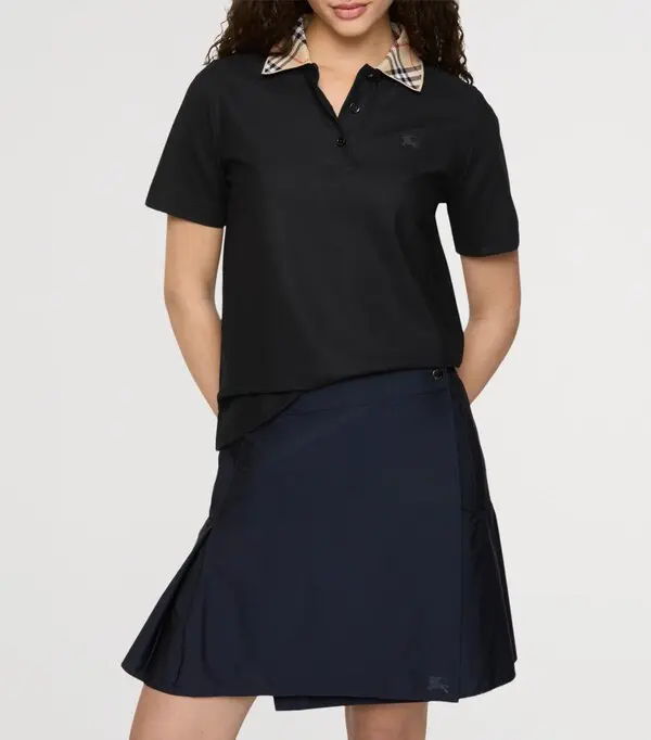 Burberry Cotton Check-collar Polo Shirt - Black
