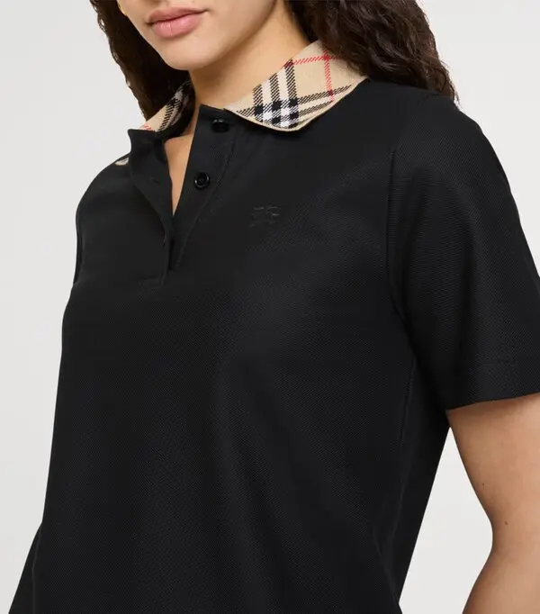 Burberry Cotton Check-collar Polo Shirt - Black