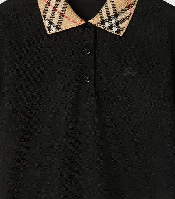 Burberry Cotton Check-collar Polo Shirt - Black
