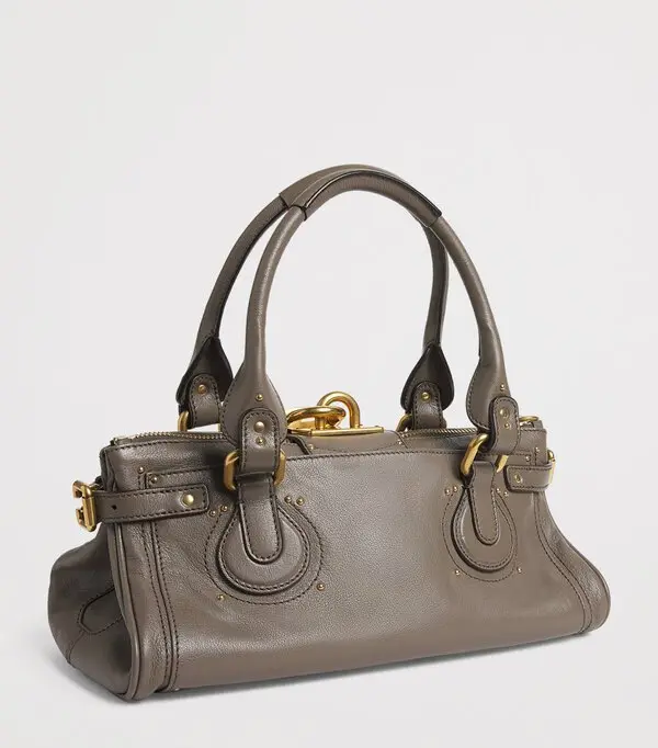 Chloé Leather Paddington Top Handle Bag - Grey