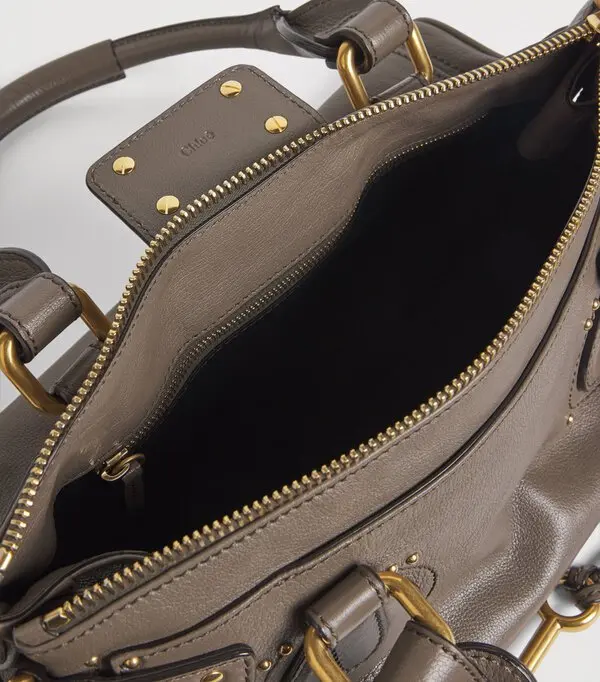 Chloé Leather Paddington Top Handle Bag - Grey