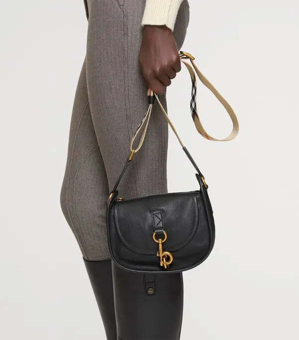 Burberry Mini Calfskin B Clip Messenger Bag - Black