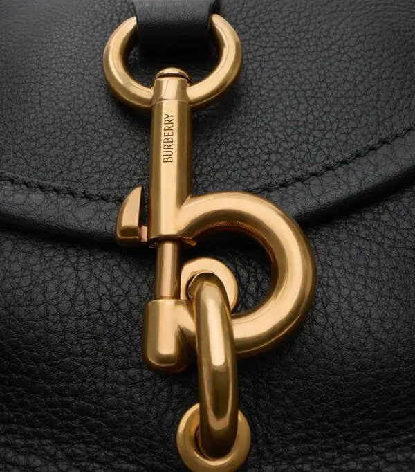 Burberry Mini Calfskin B Clip Messenger Bag - Black