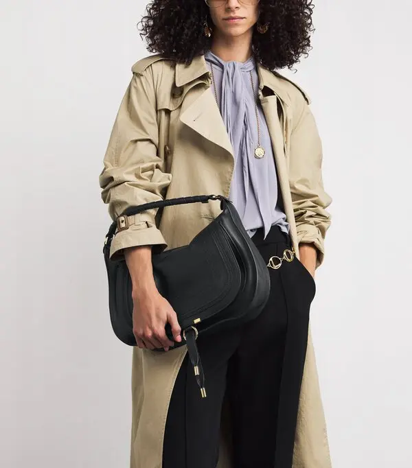 Chloé Marcie Leather Shoulder Bag - Black