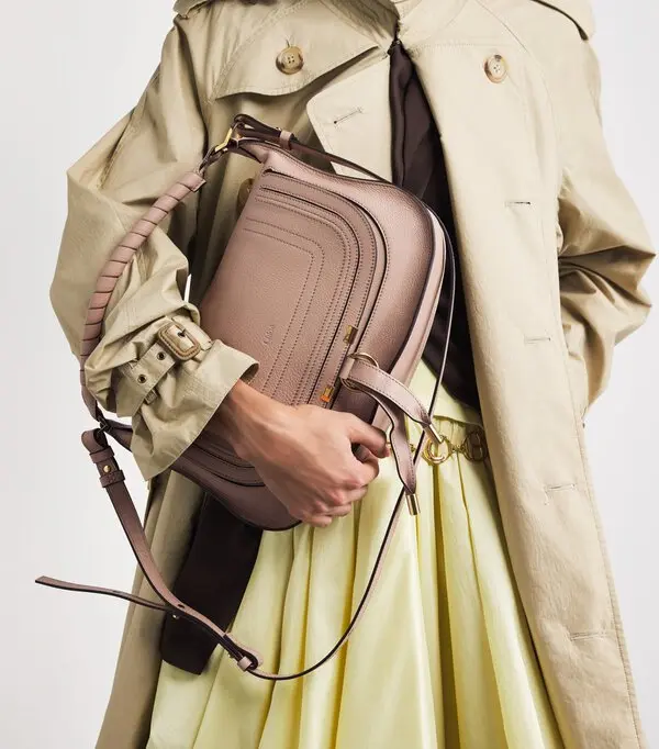 Chloé Marcie Leather Shoulder Bag - Grey