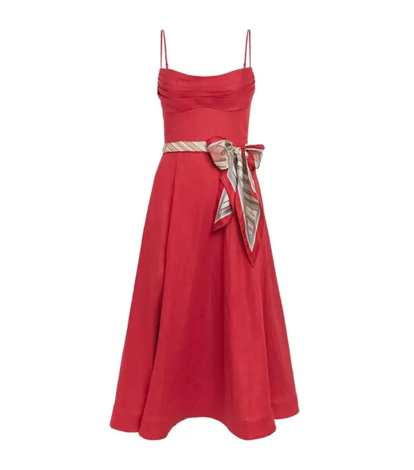 Zimmermann Linen Rebellion Tuck Midi Dress