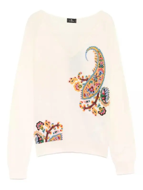 Etro Paisley Motif Long-sleeved T-shirt - Neutrals