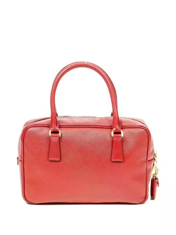 Prada Triangle Logo Tote Bag - Red