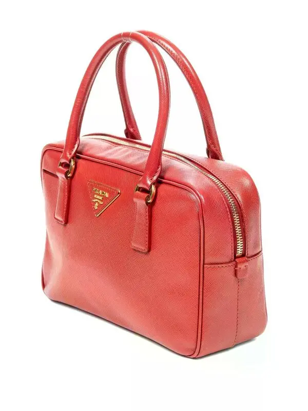 Prada Triangle Logo Tote Bag - Red