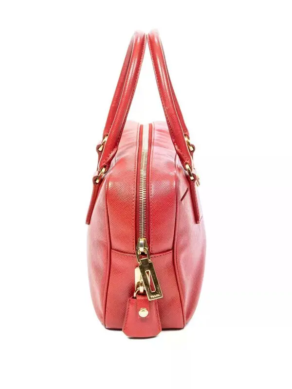 Prada Triangle Logo Tote Bag - Red