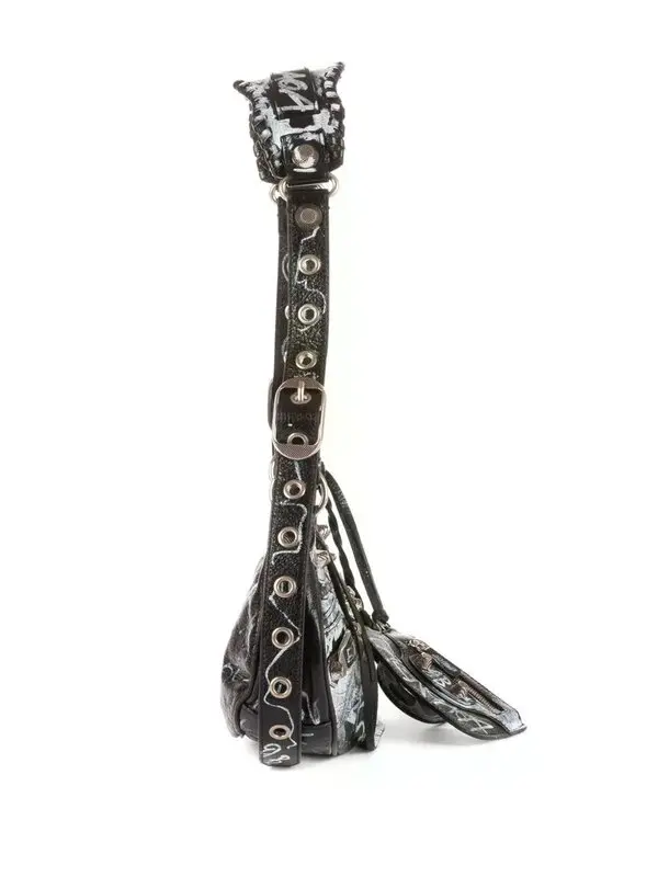 Balenciaga Graffiti-print Shoulder Bag - Black