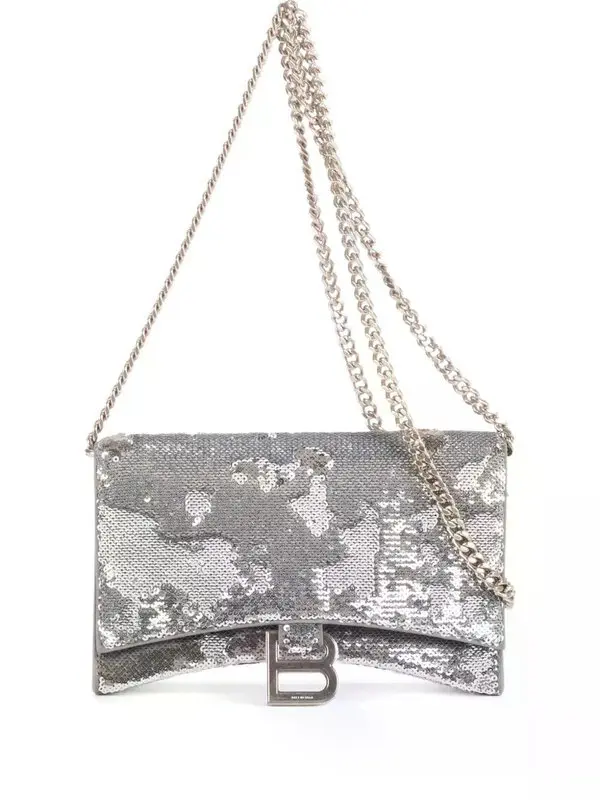 Balenciaga Sequin-embellished Chain Bag - Silver