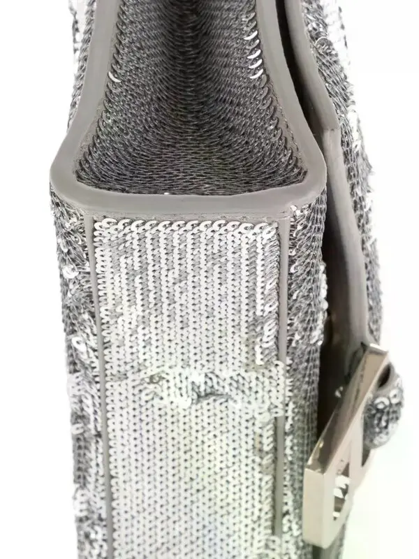 Balenciaga Sequin-embellished Chain Bag - Silver