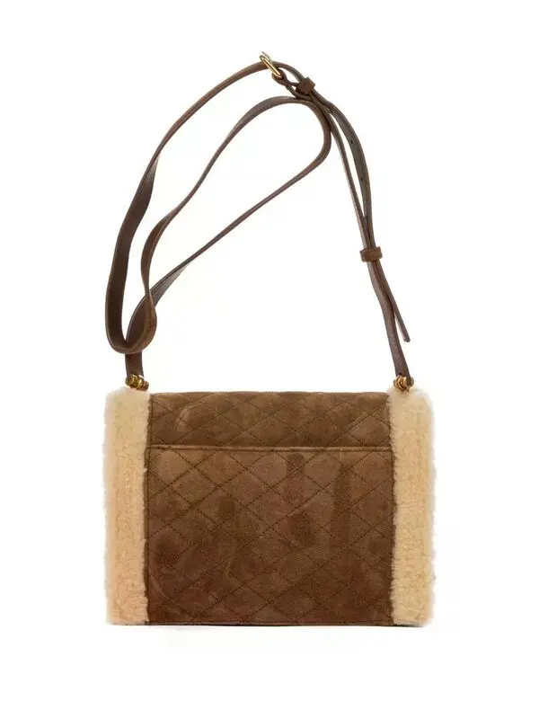 Saint Laurent Quilted Suede Mini Bag With Shearling Trim