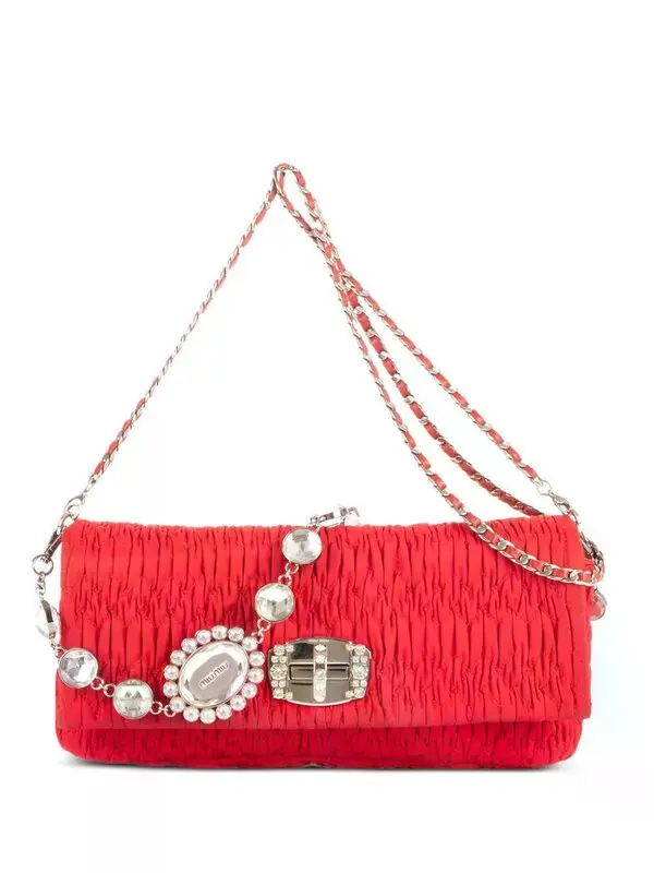 Miu Miu Pleated Crystal-embellished Bag - Red